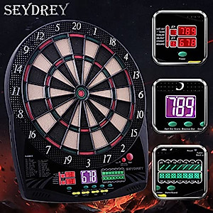 Electronic Dart Board, Soft Tip Dartboard Set with 6 Darts 50 Soft Tips, LCD Display, Power Adapter, Throw Line