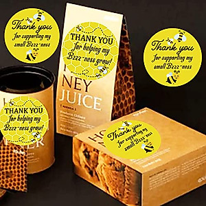 Honey Beee Christmas Thank You for Supporting My Small Business Bzzz-Ness Stickers Roll 1.5" Christmas Thank You Labels for Online Retailers Boutiques Shops Bags, Boxes 500 Pcs