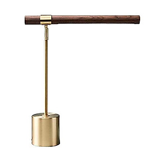Modern Banker Slim Table Lamp - LED Desk Light - Wood Brass Lamp - Adjustable Modern Table Lamp - Mid Century Desk Lamp for Home Library, Bedside Table, Office Desk - Steampunk MCM Mid Modern Century