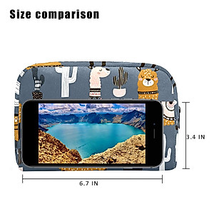 TBOUOBT Cosmetic Travel Bags, Makeup Case, Makeup Bag for Toiletries, Llama Cactus Cartoon