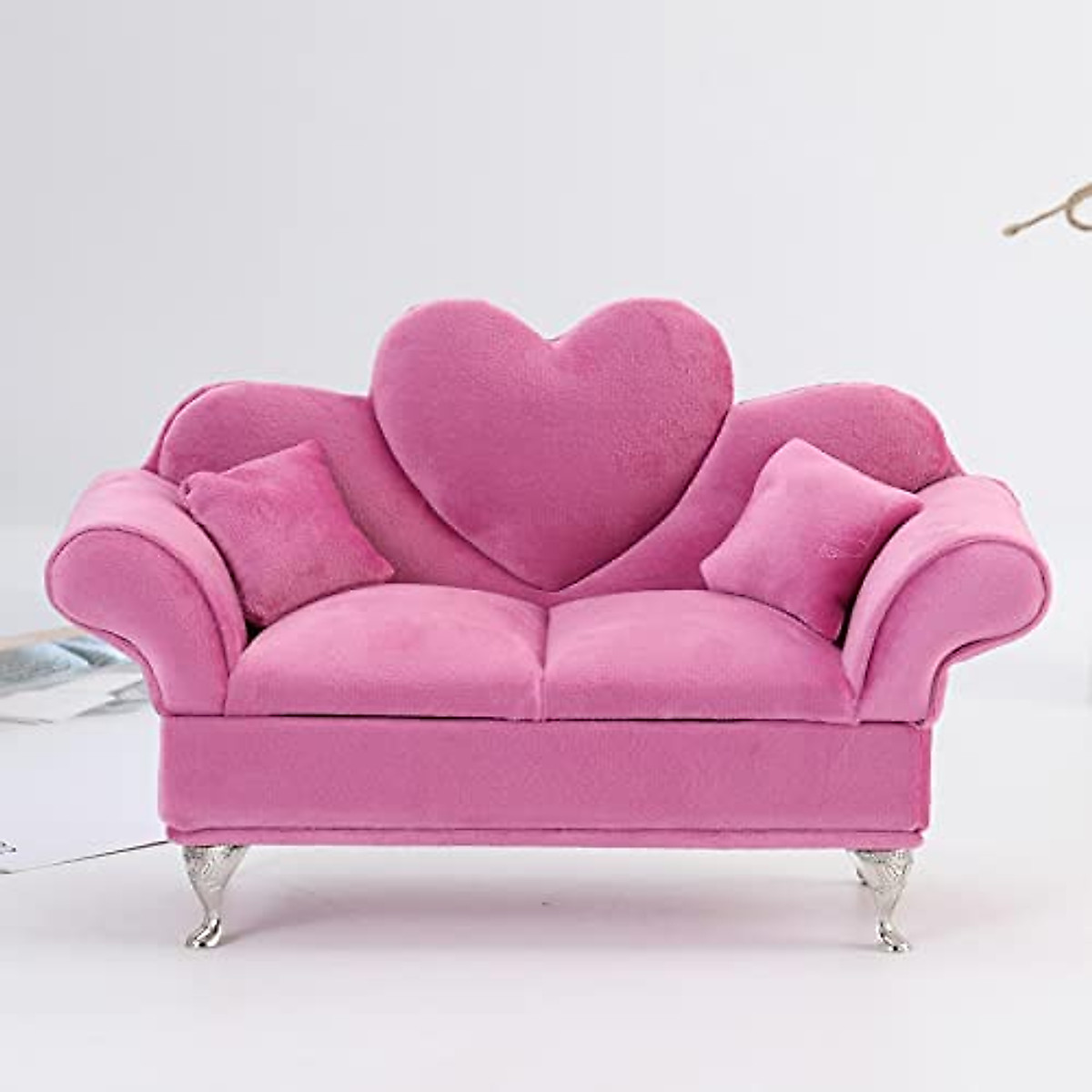 Harilla Jewelry Box Chaise Shape Display Case Pink Storage Holder Soft Lining Gift Lovely Women Earrings Organizer for Bedside Table Dresser