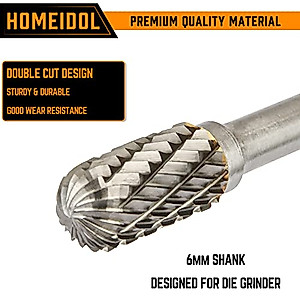 Carbide Burr Set Die Grinder Bits Rotary Tool Bits 1/4" Shank 10 PC Double Cut Wood Carving Accessories Cutting Burrs Metal Grinding Engraving Polishing Porting Trimming