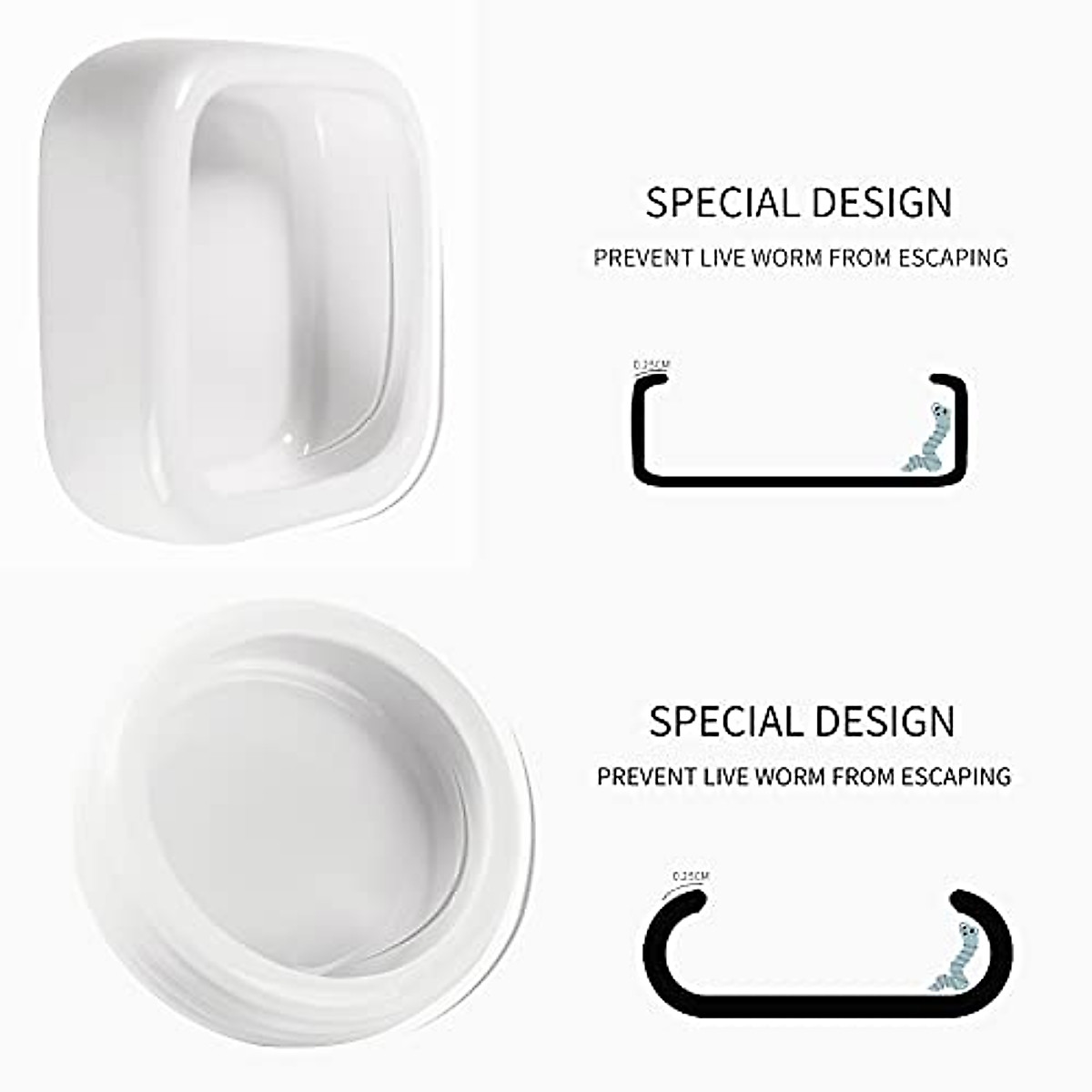 Reptile Food Bowls -Ceramic Round Reptile Water Food Dish, Pet Food Bowl for Lizards, Small Snakes, Young Bearded Dragons, Gecko Tortoise Spider (White, Large-1Pack)