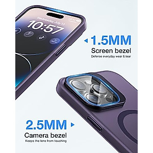 Facbiny for iPhone 14 Pro Max Case with Stand, Compatible with MagSafe, Full Camera Cover Protection with 9H HD Tempered Glass, Military-Grade Protection, Magnetic Kickstand Phone Case, Purple