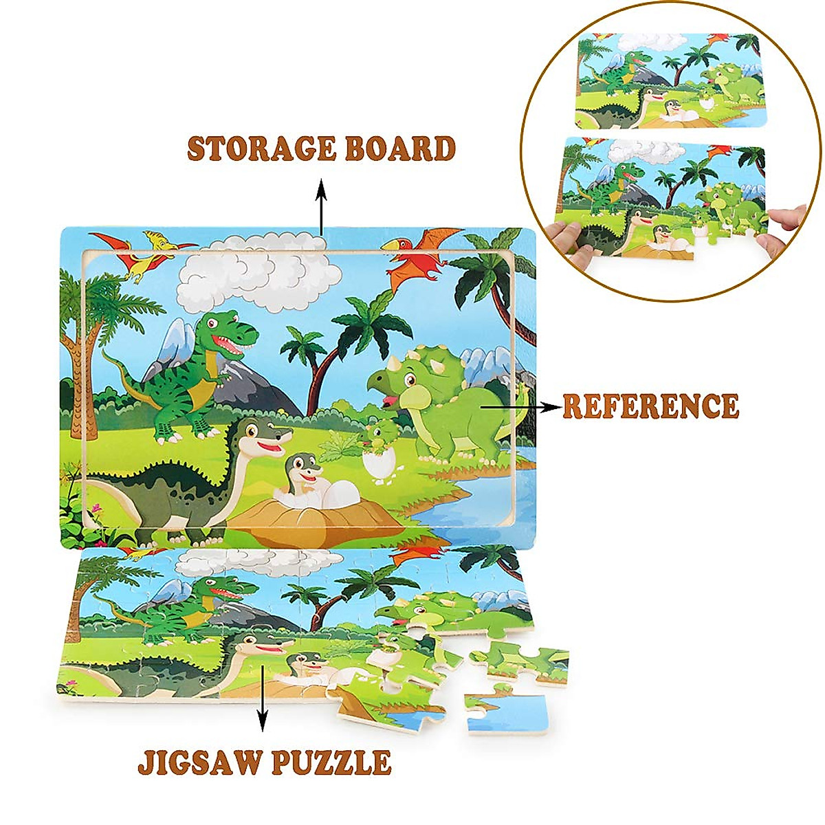 Puzzles for Kids Ages 3-5, 6 Pack Wooden Jigsaw Puzzles for Toddlers 30 Pieces Preschool Educational Learning Toys Set for Boys and Girls
