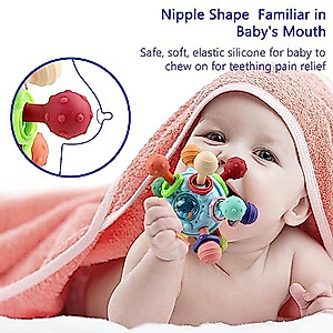 Baby Sensory Montessori Toy - Infant Teething Relief - Teethers for Newborn - Developmental Rattles Chew Toys Gifts for 0 3 6 9 12 18 Months Girl Boy -Toddler Travel Toy for 1 2 One Year Old