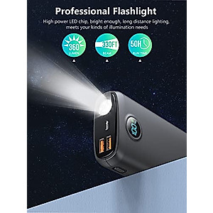 DIAMUAR Portable Charger 30,000mAh-Output Input USB C Fast Charging LED Display SCP22.5W PD3.0 QC4.0 Power Bank, Flashlight External Battery Pack for iPhone, Samsung Galaxy, LG, and More Black