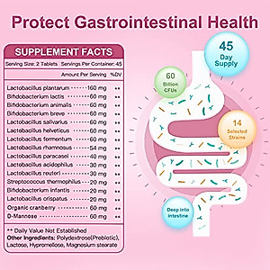 Probiotics-for-Women, Probiotics and Prebiotics, Cranberry and D-Mannose, 50-Billion-CFUs, Organic Probiotics for Digestive Health/Gut Health/Immune Booster/Weight Management, Women's Probiotics