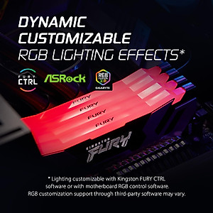 Kingston FURY Renegade RGB 32GB (2x16GB) 6400MT/s DDR5 CL32 DIMM Desktop Memory (Kit of 2) | Intel XMP 3.0 | Overclocking Stability | KF564C32RSAK2-32