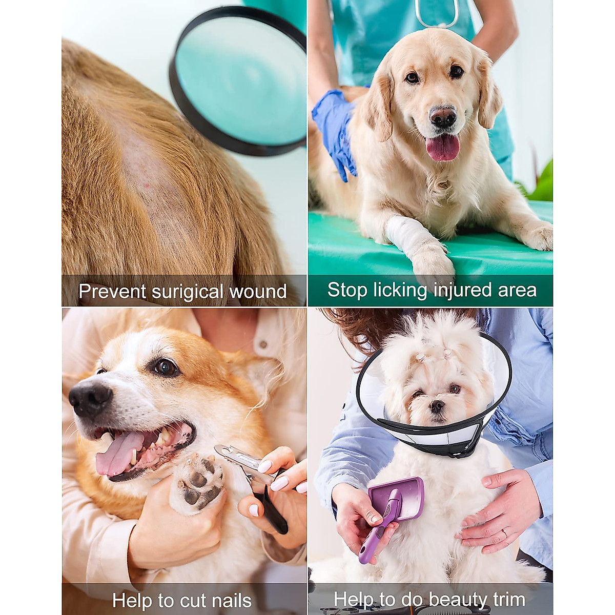 Dog Cone for Dogs After Surgery, Soft Dog Recovery Cone, Breathable Dog Cones for Large and Medium Small Dogs,Adjustable Dog Recovery Collar for Pets,Wound Healing Safety E-Collar (Medium Dog)