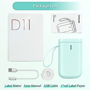 Label Maker Machine, D11 Portable Bluetooth Printer for Labeling, Home, Office, Organization, Mini Label Maker Machine with Tape, Multiple Templates Available for Phone, Handheld Labeler, Green