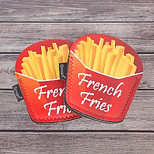 Creative Home Set of 2 (One Pair) Neoprene Oven Mitt Heat Resist Kitchen Gloves Pot Holder Grabber, 5.3" L x 5.7" W, French Fries