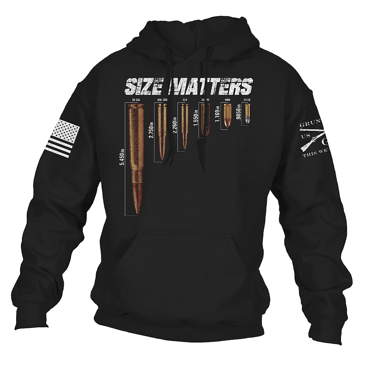 Grunt Style Size Matters - Men's Hoodie (Black, X-Large)