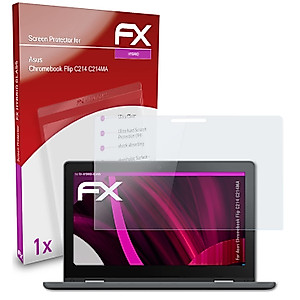 atFoliX Plastic Glass Protective Film compatible with Asus Chromebook Flip C214 C214MA Glass Protector, 9H Hybrid-Glass FX Glass Screen Protector of plastic