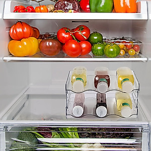 4 Tier Stackable Water Bottle Organizer Holder, Large Compartment Bottle Storage Rack for Stanley Tumbler, Clear Plastic Wine Rack/Drink Bottle Holder for Cabinet Organization and Storage