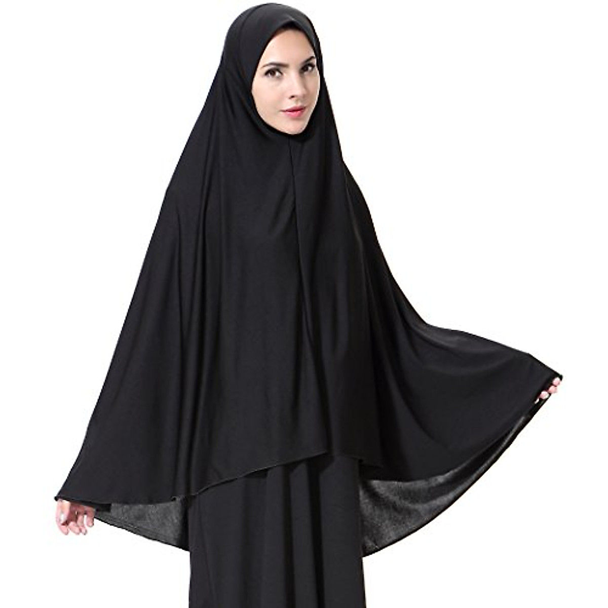 Ababalaya Women's Elegant Modest Muslim Islamic Ramadan Soft Lightweight Jersey Hijab Long Scarf,Black,XL