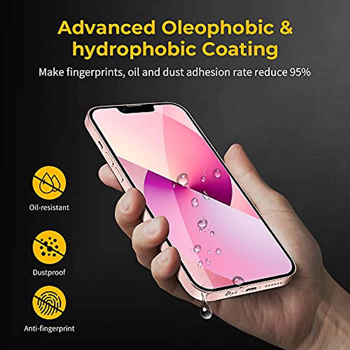 UNBREAKcable 3-Pack Screen Protector for iPhone 14/ iPhone 13/13 Pro, Double Shatterproof Tempered Glass [Easy Installation Frame] [9H Hardness] [99.99% HD Clear] [Case Friendly] for iPhone 6.1 inch