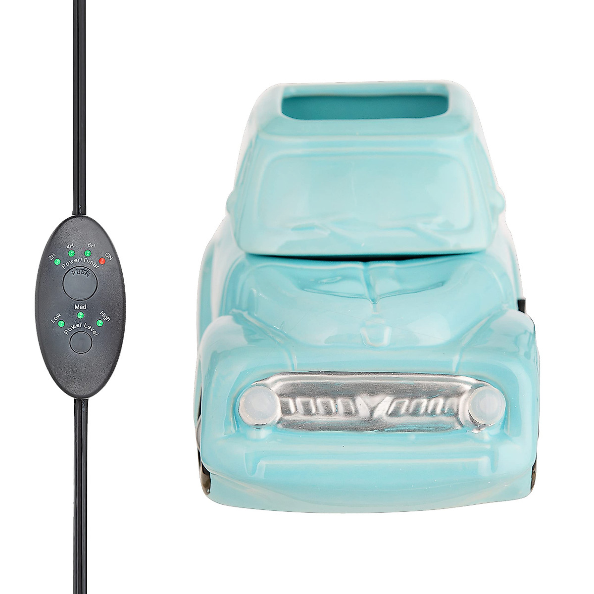 JULIE ANN HOME Ceramic Candle Wax Warmer, Vintage Blue Truck with Safety Timer | Automatic Plug in Fragrance Warmer for Scented Wax Melts, Cubes, Tarts | Retro Farmhouse Air Freshener Set