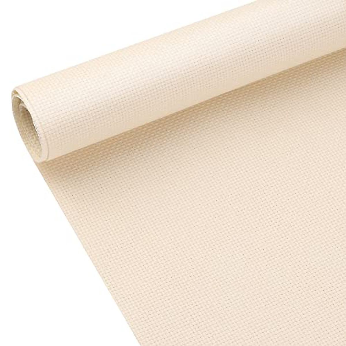 Caydo Aida Cloth 14 Count Light Beige Cross Stitch Cotton Fabric for Crafts and Needlework, 25.6 x 39 inch
