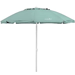 Caribbean Joe Chaby International Portable, Adjustable Tilt Beach Umbrella with UV Protection, Mint, 7 FT