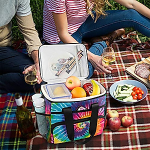 ALAZA Abstract Swirl Design Tie Dye Large Lunch Bag Insulated Lunch Box Soft Cooler Cooling Tote for Grocery, Camping, Car