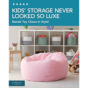 Stuffed Animal Bean Bag Storage (No Filler) - Machine Washable Kids Bean Bag Chair - Extra Large Pink Bean Bag Chair Cover Stuff Toys & Soft Items - Stuffed Animal Holder for Girls -Pink Corduroy