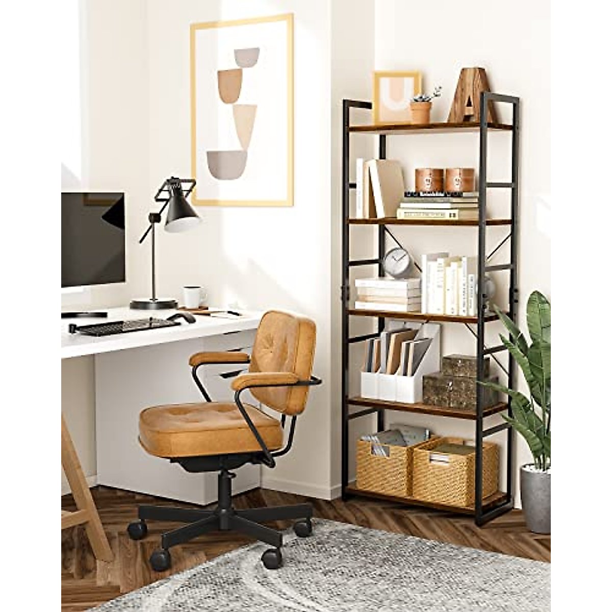 Pipishell Coat Rack and 5 Tier Bookshelf