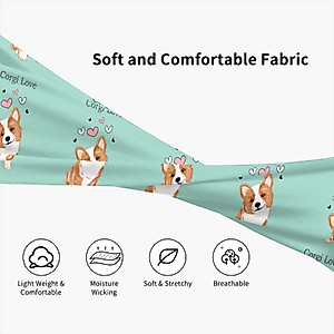 Workout Headband Cute Corgi Hairband Breathable Sweatbands
