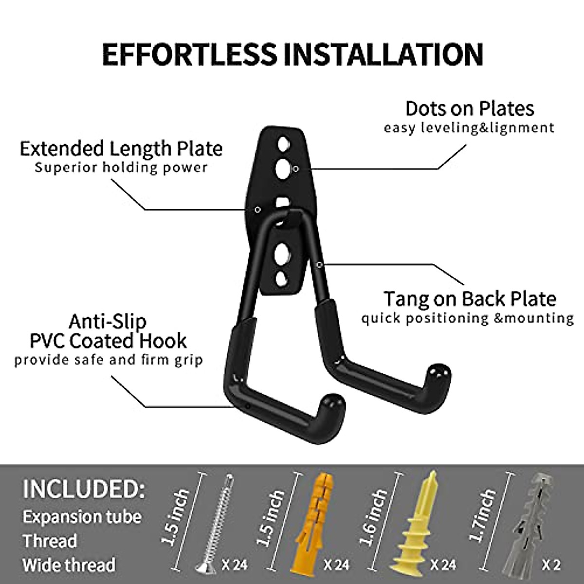 Garage Hooks, 19 Pack Heavy Duty Garage Storage Hooks Steel Tool Hangers for Garage Wall Mount Utility Hooks and Hangers with Anti-Slip Coating for Garden Tools Organizer, Ladders, Bikes, Bulky Items