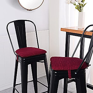 baibu 14x14 Inches Metal Dining Chair Pads Set of 2, Non-Slip Metal Chair Cushion Bar Stool Cushion with Ties for Metal Chairs or Bar Stools - 2 Cushions Only (Red, 14x14x1.5in)