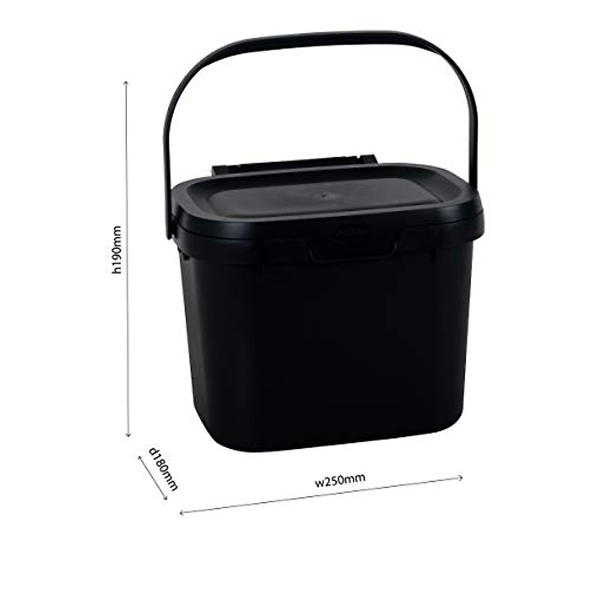 Addis Eco 100% Plastic Everyday Kitchen Food Waste Compost Caddy Bin, 4.5 Litre, Recycled Black