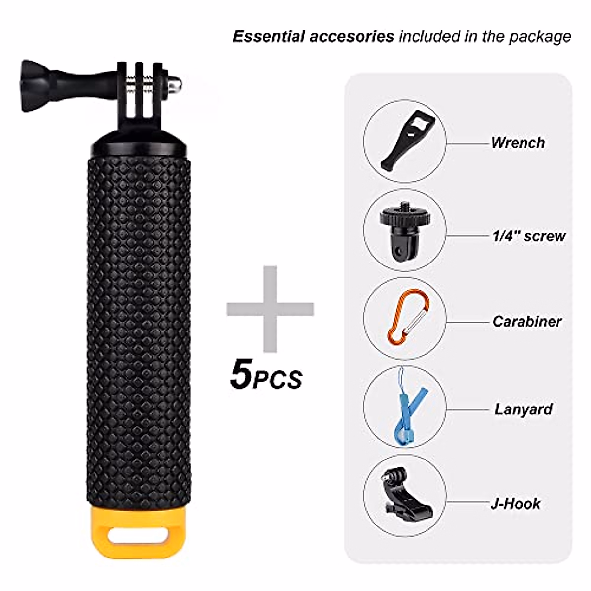 SOONSUN Waterproof Floating Hand Grip for GoPro Hero 11, 10, 9, 8, 7, 6, 5, 4, 3, 2, Hero Session, Fusion, Max, AKASO, SJCAM, DJI Osmo Action Camera Handler Handle Mount Accessories for Sports Camera