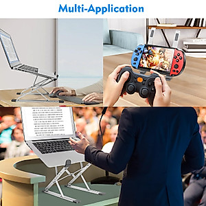 MIENOW Laptop Desk Stand Adjustable Height, Aluminum Foldable Laptop Stand Computer Riser Ergonomic Portable Travel Laptop Holder Fit for Notebook, MacBook Air/Pro, Dell, HP and Lenovo 10''-15.6''