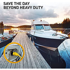 Marvine RV/Boat Shore Power Adapter 1.5FT 15 Amp to 30 Amp NEMA 5-15P to L5-30R Twist Lock Female with LED Indicator STW10/3 Heavy Duty