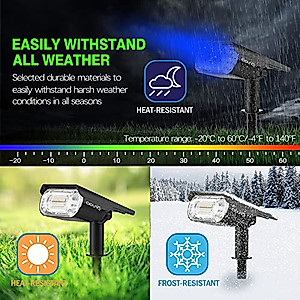 AOUNQ Solar Spot Lights Outdoor Landscape Lighting Blue, [64 LEDs/1000 Lumens/3 Modes] 2-in-1 Solar Outdoor Lights, IP67 Solar Spotlights Outdoor Waterproof Pathway Garden Lights for Yard Tree, 2 Pack