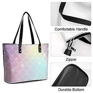 Womens Handbag Fish Scale Leather Tote Bag Top Handle Satchel Bags For Lady