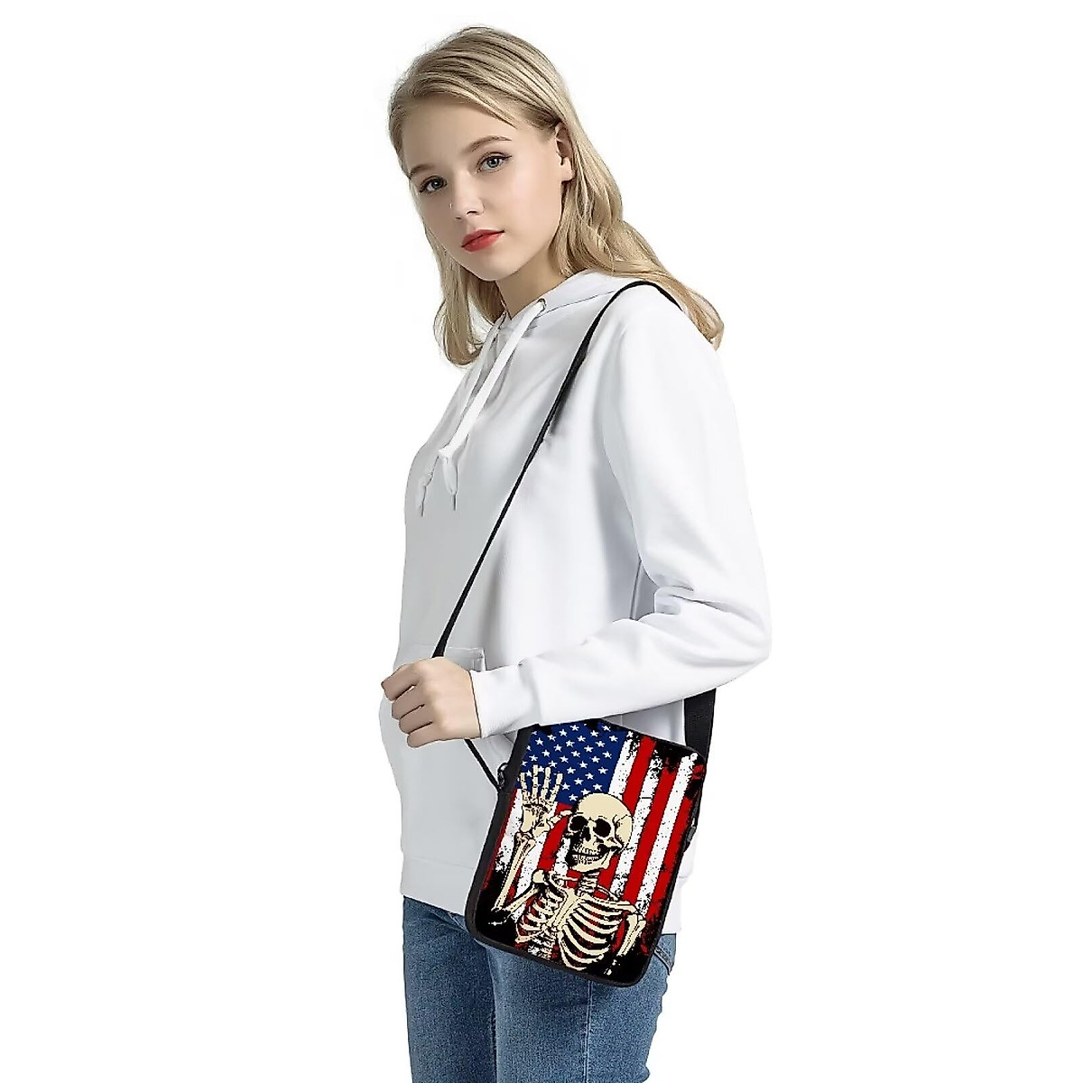 Snilety Wolf Print Cell Phone Messenger Bag for Women Girls Purse Wallet Canvas Small Crossbody Purse Bags with Shoulder Strap for Teen