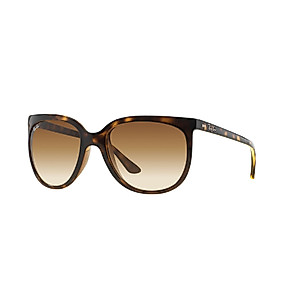 Ray-Ban Women's RB4126 Cats 1000 Butterfly Sunglasses, Light Havana/Clear Gradient Brown, 57 mm + 1