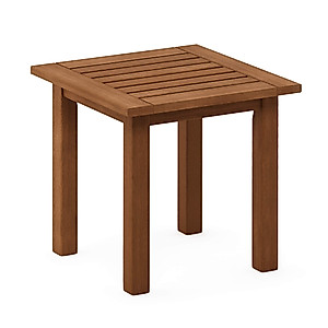 Furinno FG161167 Tioman Hardwood Outdoor Bench in Teak Oil, Natural & FG18506 Tioman Hardwood Patio Furniture Outdoor End Table, Natural
