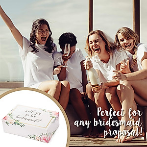 Bridesmaid Proposal Box Set {6 Pack} 1 Maid of Honor Proposal Box and 5 Will You be My Bridesmaid Boxes I Floral Bridesmaid Box for Bridesmaid Gifts