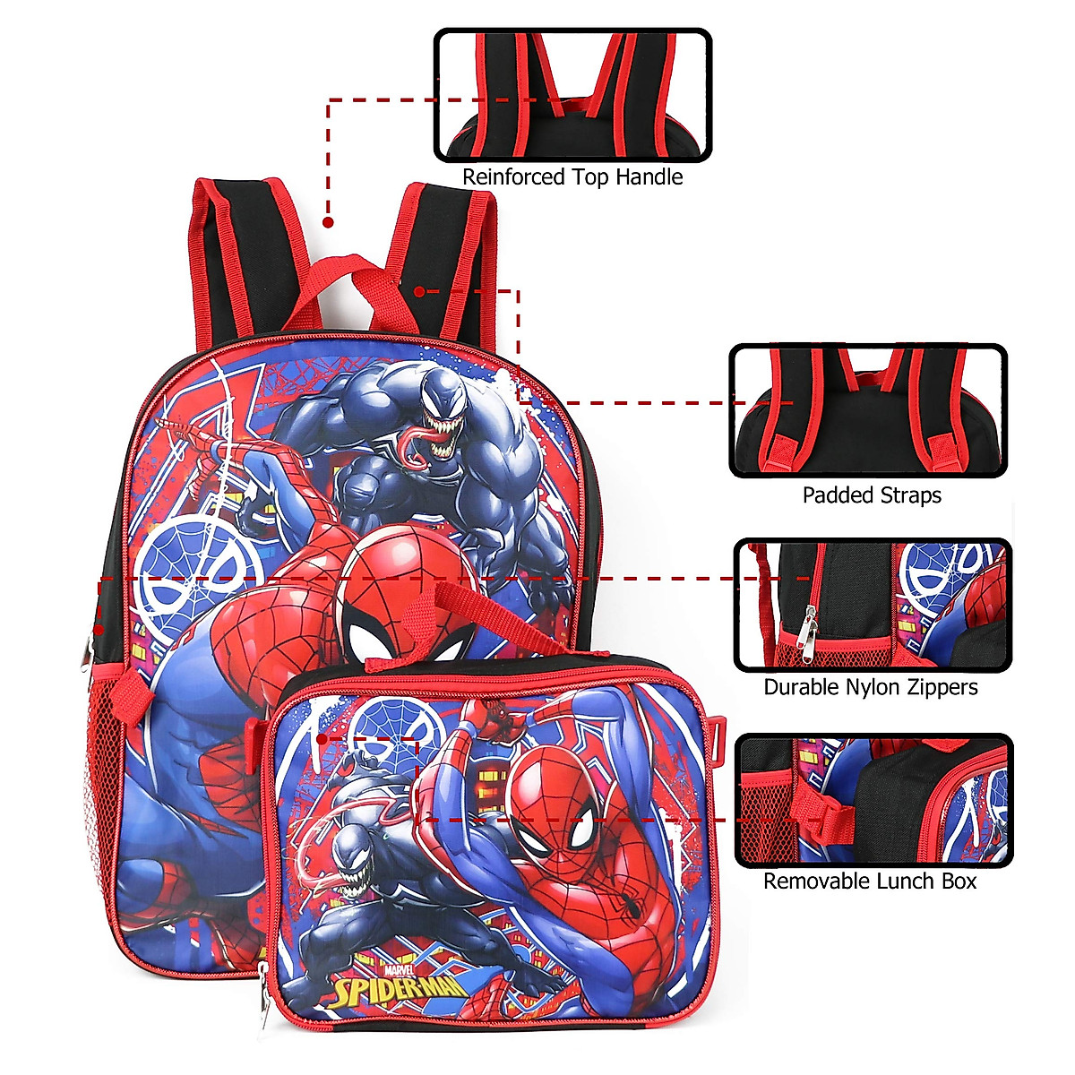 Ruz Spiderman Boys 16 Inch Backpack (Red-Blue)