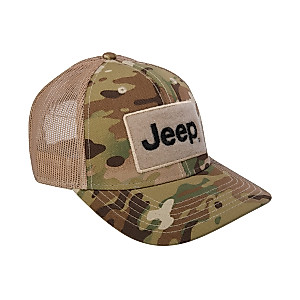 Jeep Text Logo Camo Pattern Hook and Loop Tactical Snapback Hat