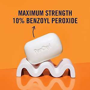 PanOxyl Acne Treatment Bar with 10% Benzoyl Peroxide, Maximum Strength Bar Soap for Face, Chest and Back, Benzoyl Peroxide Soap Body Wash, Vegan, For Acne Prone Skin, 4 oz