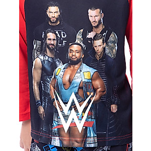 INTIMO WWE Boys' Wrestling Randy Orton Roman Reigns Raglan Sleep Pajama Set (4/5) Black