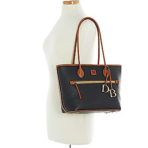 Dooney & Bourke Large Tote Bags for Women, Pebble Grain Leather Tote Bag with Zipper and Long Shoulder Straps - Black