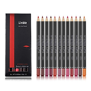 Matte Lip Liner Pencil Set - 12 Assorted Colors Natural Lip Makeup Soft Pencils Waterproof and Long Lasting Velvet Lip Liners (red, pink, rose, plum, peach, cherry, dark brown etc)
