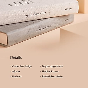 Mål Paper Five Year Journal - Cotton Hardback | Daily Dated Notebook for Mindfulness, Recovery & Positive Thinking Tool | Life Planner Log Book | Hand Finished, Unique Gifts for Men & Women