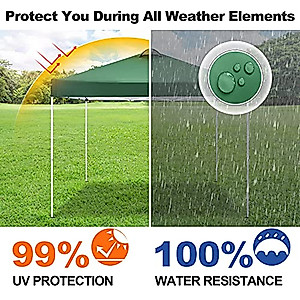 Canopy 10x10 Waterproof Pop up Canopy Tent with 4 Sidewalls Outdoor Event Shelter Tent for Parties Sun Shade Party Commercial Canopy with Air Vent Carry Bag(10x10 with 4 Sides & 4 Sandbags, Green)