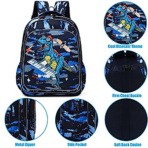 Dorlubel Kids Backpack for Boys Elementary Kindergarten Preschool School Bag Multifunctional Cute Large Capacity Bookbag (Green Cool Dino)