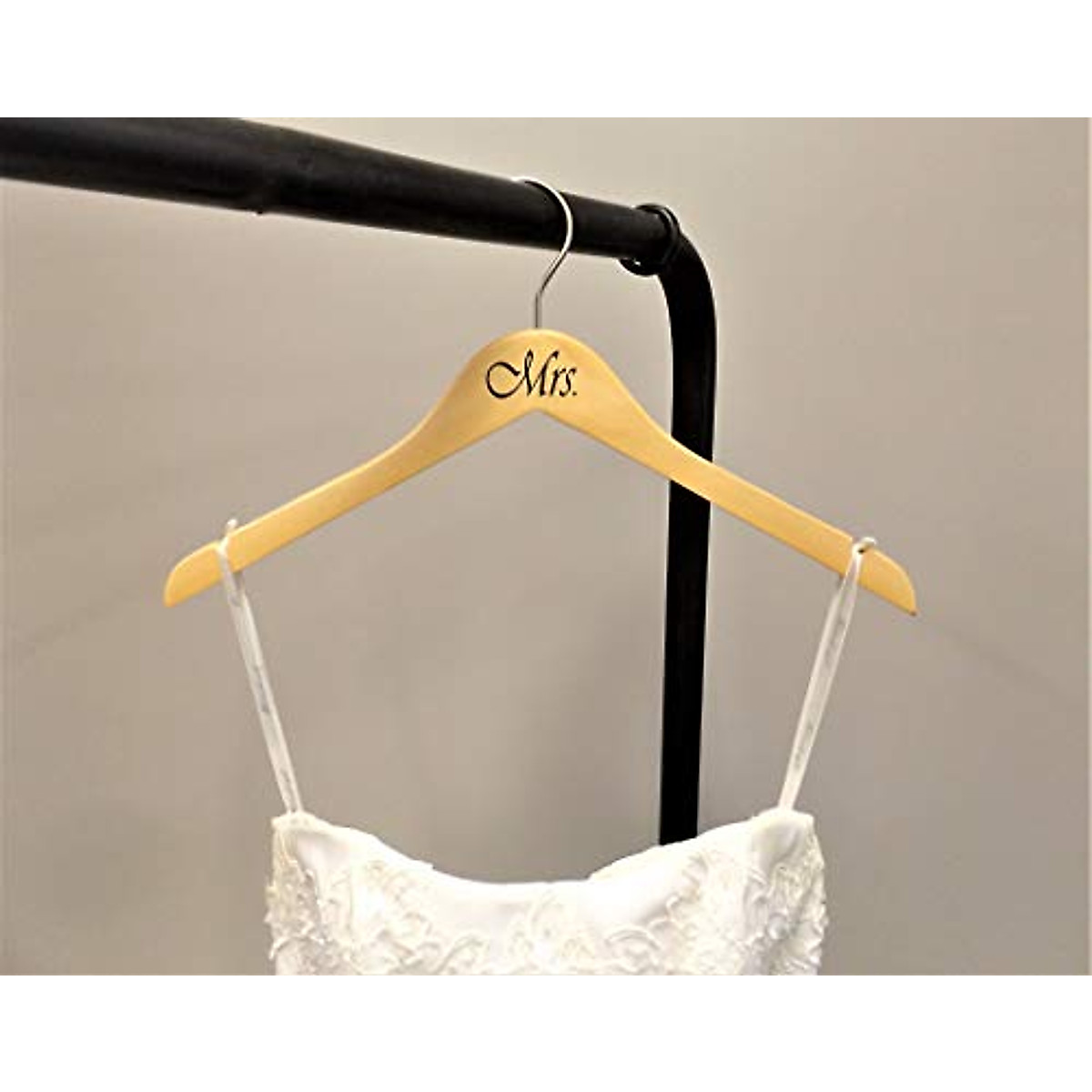 NAHANCO MRSMRS20017 Same Sex, Gay Pride Hanger Set, Natural Wood Hangers with Black Imprint (Mrs. and Mrs.), 17” (2-Piece Set)